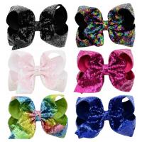 China Wholesale 8 Inch Sequin Bow Hair Clip for Baby Girls Cute Princess Christmas Party Hair Accessory for sale