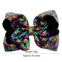 China Wholesale 8 Inch Sequin Bow Hair Clip for Baby Girls Cute Princess Christmas Party Hair Accessory for sale