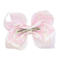 China Wholesale 8 Inch Sequin Bow Hair Clip for Baby Girls Cute Princess Christmas Party Hair Accessory for sale
