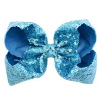 China Wholesale 8 Inch Sequin Bow Hair Clip for Baby Girls Cute Princess Christmas Party Hair Accessory for sale