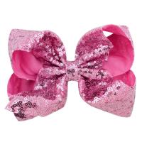 China Wholesale 8 Inch Sequin Bow Hair Clip for Baby Girls Cute Princess Christmas Party Hair Accessory for sale