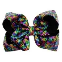 China Wholesale 8 Inch Sequin Bow Hair Clip for Baby Girls Cute Princess Christmas Party Hair Accessory for sale