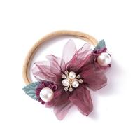 China 3pcs Baby Nylon Flower Headbands Elastic Net Yarn Soft Girl Hair Band 12x7cm for sale