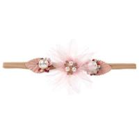 China 3pcs Baby Nylon Flower Headbands Elastic Net Yarn Soft Girl Hair Band 12x7cm for sale