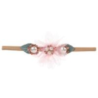 China 3pcs Baby Nylon Flower Headbands Elastic Net Yarn Soft Girl Hair Band 12x7cm for sale