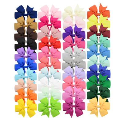 China 3 Inch Hair Bow Ribbon Hair Clip 40 Colors Solid Ribbed Tape Kids Girls Hair Accessories for sale