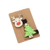 China Christmas Hair Clips Set 2pcs Girls Kids Hairpin Santa Elk Tree Snowman for sale