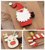China Christmas Hair Clips Set 2pcs Girls Kids Hairpin Santa Elk Tree Snowman for sale