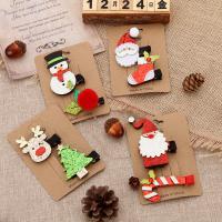 China Christmas Hair Clips Set 2pcs Girls Kids Hairpin Santa Elk Tree Snowman for sale
