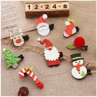 China Christmas Hair Clips Set 2pcs Girls Kids Hairpin Santa Elk Tree Snowman for sale