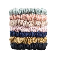 China 100% Mulberry Silk Hair Scrunchies for Women Girls Skinny Small Ponytail No Damage Breakage for sale