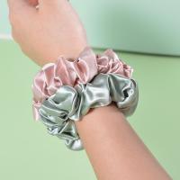China 100% Pure Mulberry Silk Pink Oversized Scrunchies Hair Ties Elastic Ponytail Holder 8cm for sale
