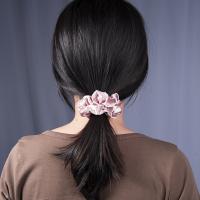 China 100% Pure Mulberry Silk Pink Oversized Scrunchies Hair Ties Elastic Ponytail Holder 8cm for sale