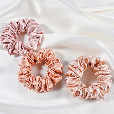 China 100% Pure Mulberry Silk Pink Oversized Scrunchies Hair Ties Elastic Ponytail Holder 8cm for sale