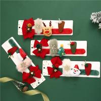 China Christmas Slap Bracelets Hair Clips Set 43g Santa Claus Hair Bows Barrettes for Kids Girls for sale