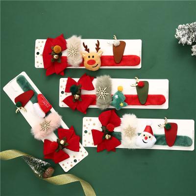 China Christmas Slap Bracelets Hair Clips Set 43g Santa Claus Hair Bows Barrettes for Kids Girls for sale