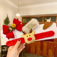 China Christmas Slap Bracelets Hair Clips Set 43g Santa Claus Hair Bows Barrettes for Kids Girls for sale