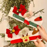 China Christmas Slap Bracelets Hair Clips Set 43g Santa Claus Hair Bows Barrettes for Kids Girls for sale