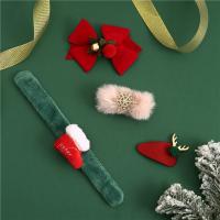 China Christmas Slap Bracelets Hair Clips Set 43g Santa Claus Hair Bows Barrettes for Kids Girls for sale