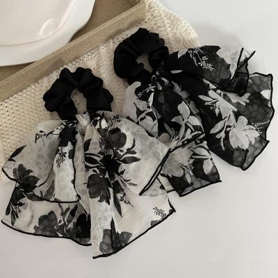 China Elastic Hair Scrunchie Camellia Flower Design One Size for Women Girls Casual Party Wedding for sale