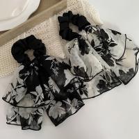 China Elastic Hair Scrunchie Camellia Flower Design One Size for Women Girls Casual Party Wedding for sale