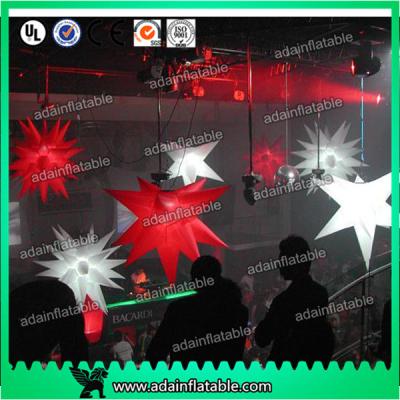 China 1m Customized Red Star White Inflatable Star For Event With LED Lighting for sale