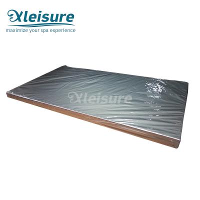 China Vinyl Retractable Swim Spa Covers Safe Floating Hot Tub Cover Light Brown for sale