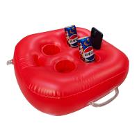 China Outdoor Red Inflatable Spa Bar Hot Tub Tray 6 Holes PVC Floating Drink Tray Wine Holder Plastic Handles-Pool Tools Accessories for sale
