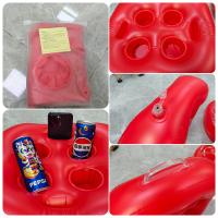 China Transparent Red Floating Drink Tray with 6 Holes and Plastic Handles Inflatable Spa Bar Hot Tub Tray-Pool Tools & Accessories for sale