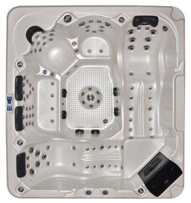 China Shwim Spa Large Outdoor Swim Hot Tub with 4 Seats and 2 Full-Body Lounges Portable for Parties and Relaxation Massage for sale