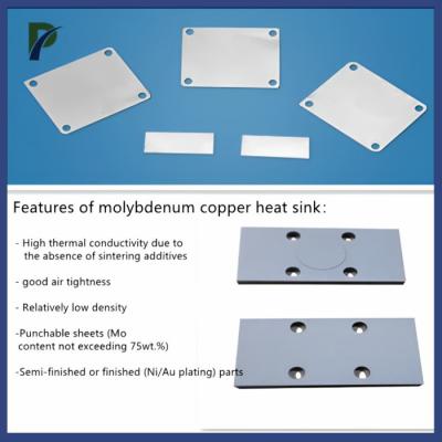 China MoCu20 MoCu30 MoCu40 MoCu50 Copper Molybdenum Alloy Heat Sink 160-180 W/MK for sale