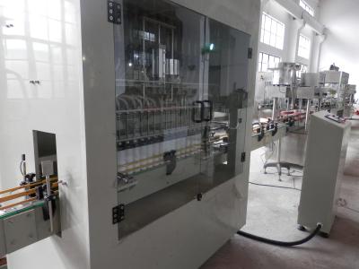 China Automatic Linear Straight Bleach Thinner Bottle Filling Capping Labeling Packing Machine for sale