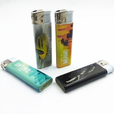 China Custom Electronic Gas Lighter with Car Sticker Design - 81mm Size, 98% Ignition Rate, ISO9001 Certified for sale