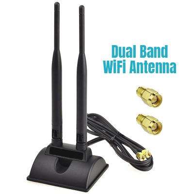 China 2.4GHz 5GHz Dual Band aerial Wireless WiFi Communication Antenna SMA Magnet Base for PCI-E Network Card USB Adapter Router for sale