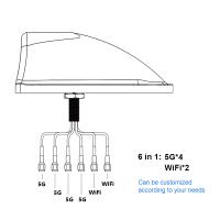 China High Performance 5G LTE WiFi 6-in-1 Combo Antenna Outdoor Waterproof Screw Mount Vehicle Antenna with SMA Connector for sale