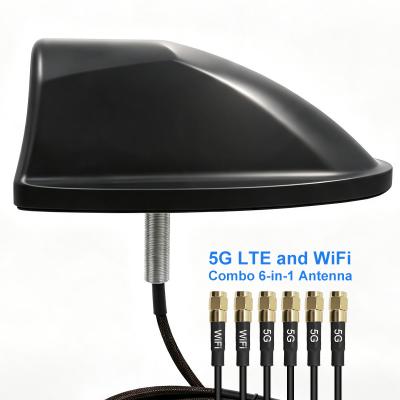 China High Performance 5G LTE WiFi 6-in-1 Combo Antenna Outdoor Waterproof Screw Mount Vehicle Antenna with SMA Connector for sale
