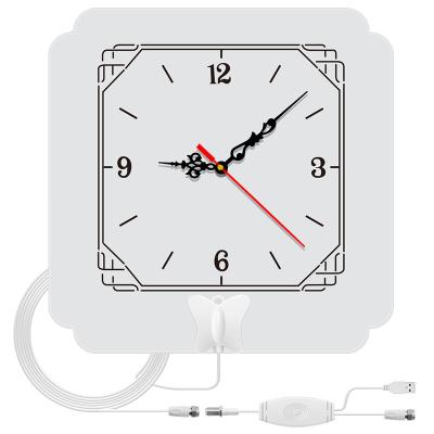 China 150 Miles Range Support 4K 1080p Indoor Amplifier HDTV Digital Solid Color White  Square Clock Antenna for sale