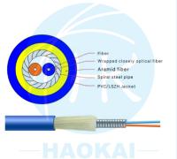 China GJFXH Simplex Armored Indoor Drop Fiber Cable G657A2 1core With Kevlar Yarn for sale