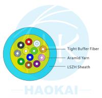 China Indoor 12core Fiber Optic Cable Single Mode Distribution Cable Flame Retardant for sale