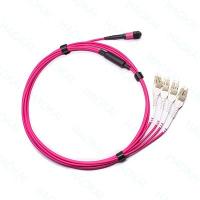 China LC Optical Fiber Patch Cord 12core MPO Fan Out Om4 Fiber Patch Cables for sale