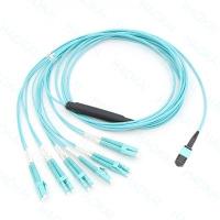 China 12core OM4 MPO Fan Out Optical Patch Cord LC Fiber Optic Patch Cords for sale