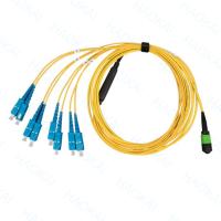 China 12core OM4 MPO Fan Out Optical Patch Cord LC Fiber Optic Patch Cords for sale