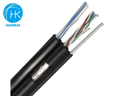 China PVC Jacket Outdoor LAN Cable FTP CAT5E Network Cable With Steel Messenger for sale