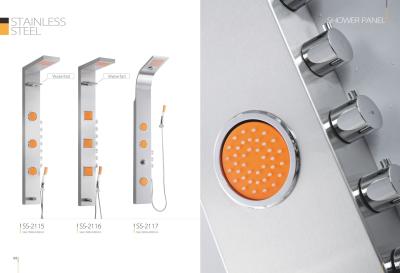 China Professional Stainless Steel Shower Panel With Adjustable Orange Massage Jets for sale