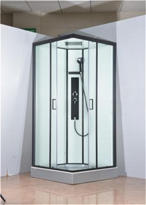 China Free Standing Quadrant Shower Cubicles With Transparent Tempered Glass Fixed Panel black aluminium for sale