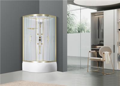 China Shower Cabin with White  acrylic tray 900*900*2150cm   gold alumimium ,High tray for sale