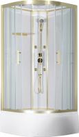 China Shower Cabin with White  acrylic tray 900*900*2150cm   gold alumimium ,High tray for sale