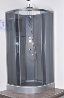 China Quadrant Shower Cubicles 900 X 900 X 2250 MM Circle Grey ABS Tray Chrome Profiles for sale