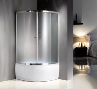 China 4mm Tempered Fabric Glass Quadrant Shower Enclosures With Handle / Wheels for sale