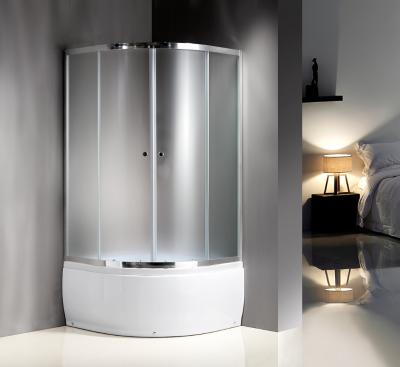China 4mm Tempered Fabric Glass Quadrant Shower Enclosures With Handle / Wheels for sale